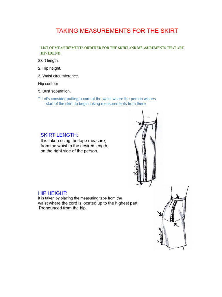 Measuring Waist for Skirt Making | PDF | Waist | Neck