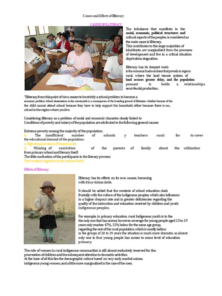 Causes and Effects of Illiteracy | PDF | Literacy | Poverty