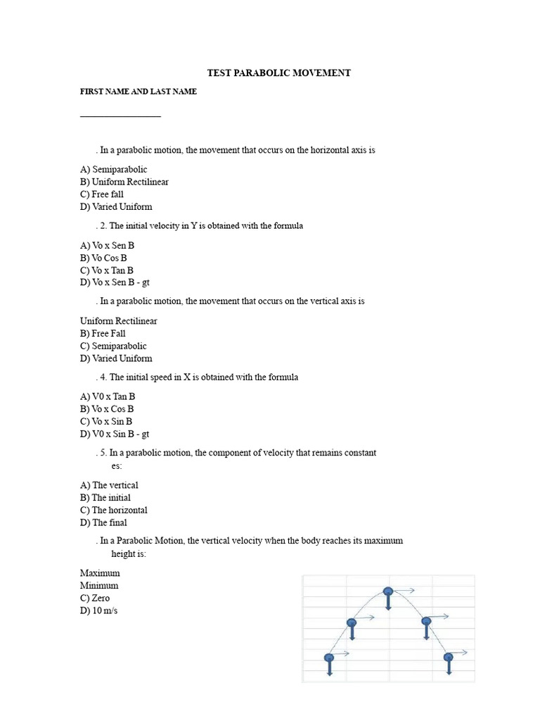 Parabolic Motion Quiz and Formulas | PDF | Mechanics | Applied And ...