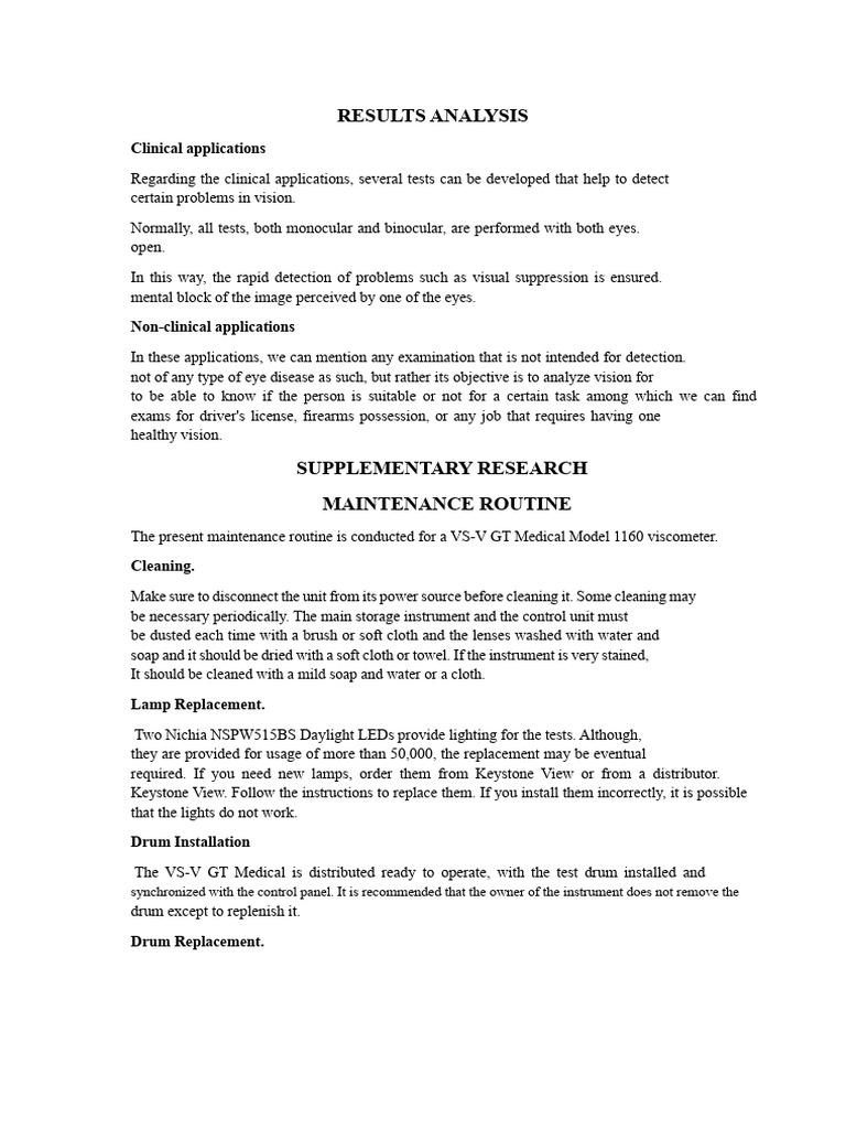 Maintenance Routine | PDF | Visual Acuity | Visual Perception