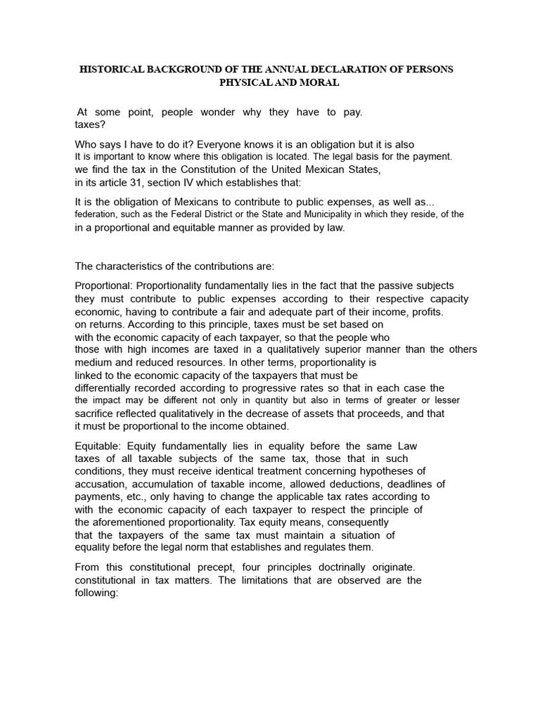 Historical Background of The Annual Declaration of Individuals and ...