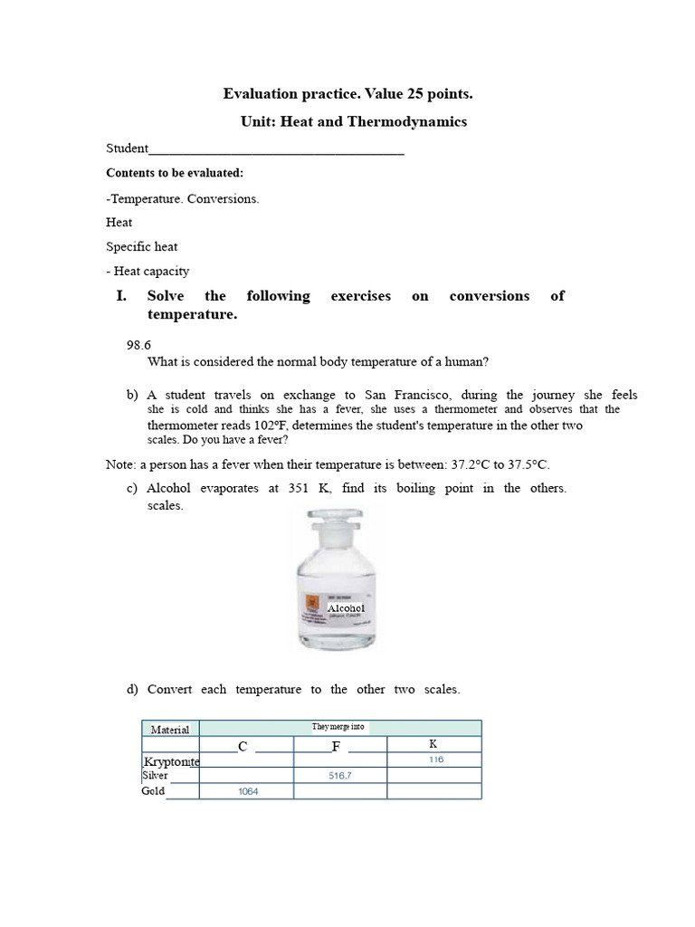Evaluation Practice 6t0 | PDF | Heat | Temperature