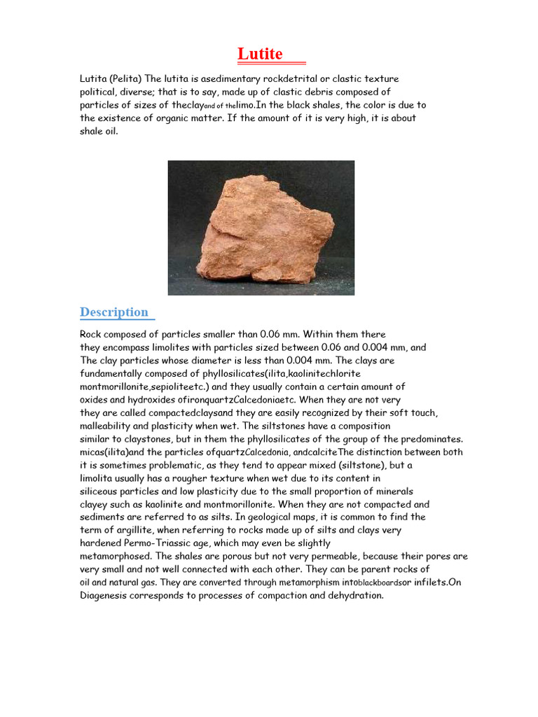LUTITE | PDF | Shale | Sandstone
