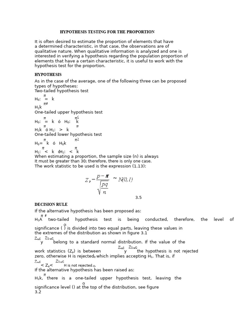 Hypothesis Testing for Proportions and Means | PDF | Hypothesis ...