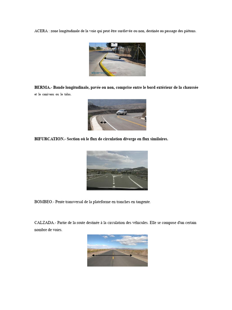 Terminologie des infrastructures routières | PDF | Route | Camion