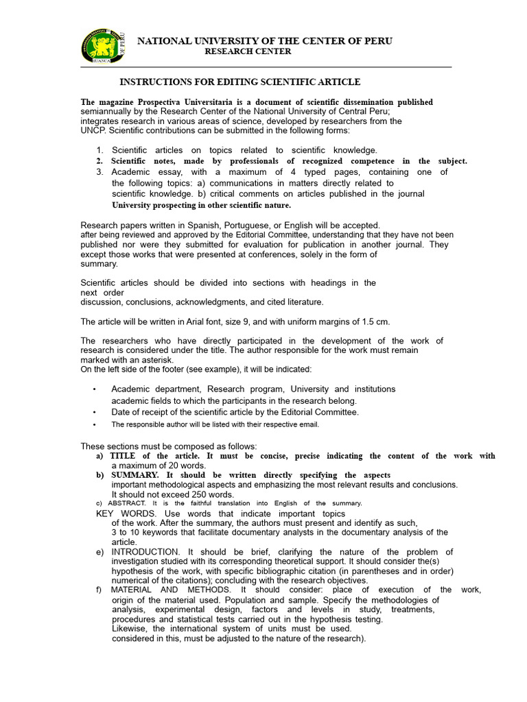 Editing Guidelines for Scientific Articles | PDF | Methodology | Citation