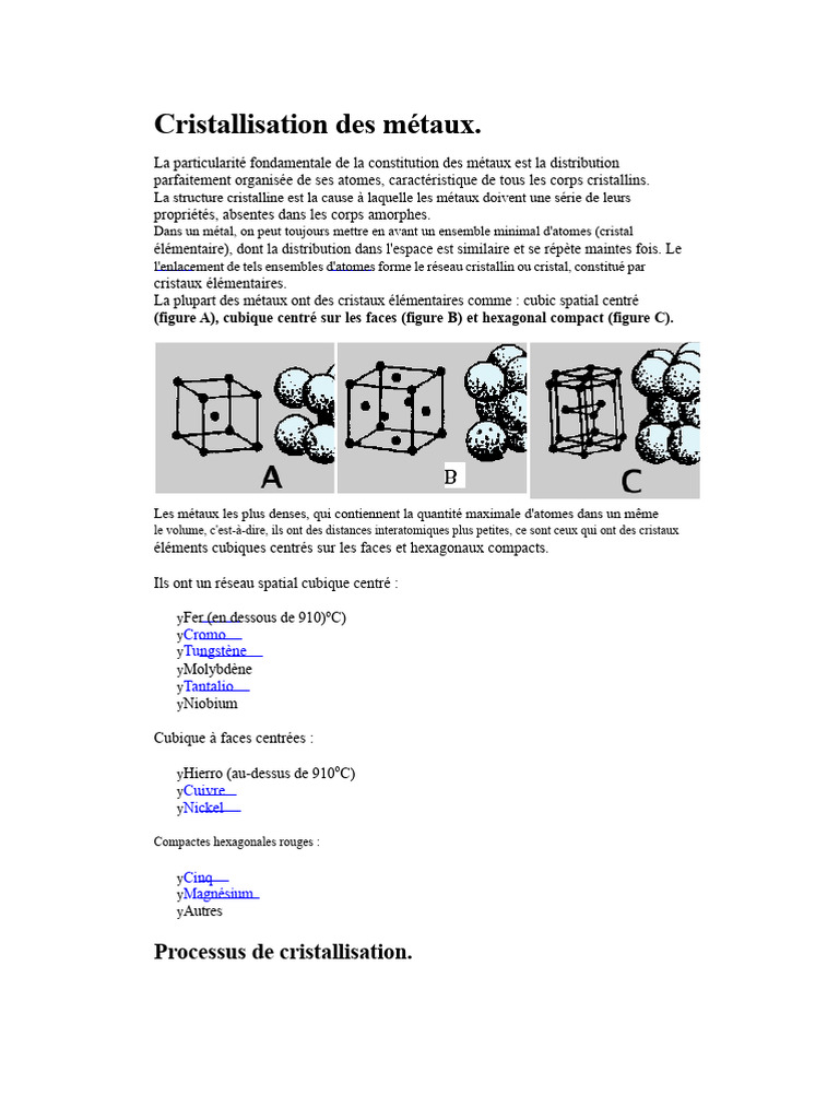 Cristallisation et structure des métaux | PDF | Défaut cristallin | Cristal