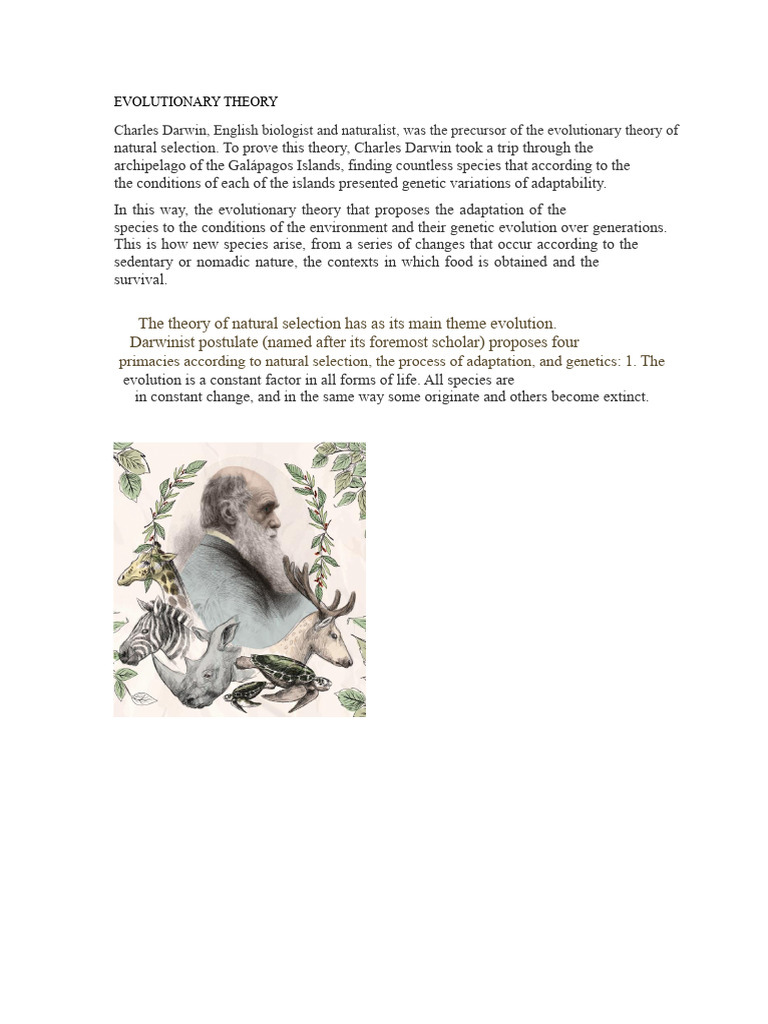 Evolutionary Theory | PDF