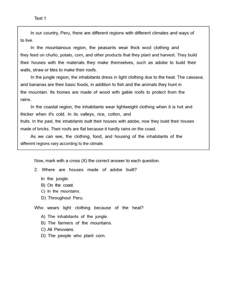 Reading Comprehension 6th Grade | PDF