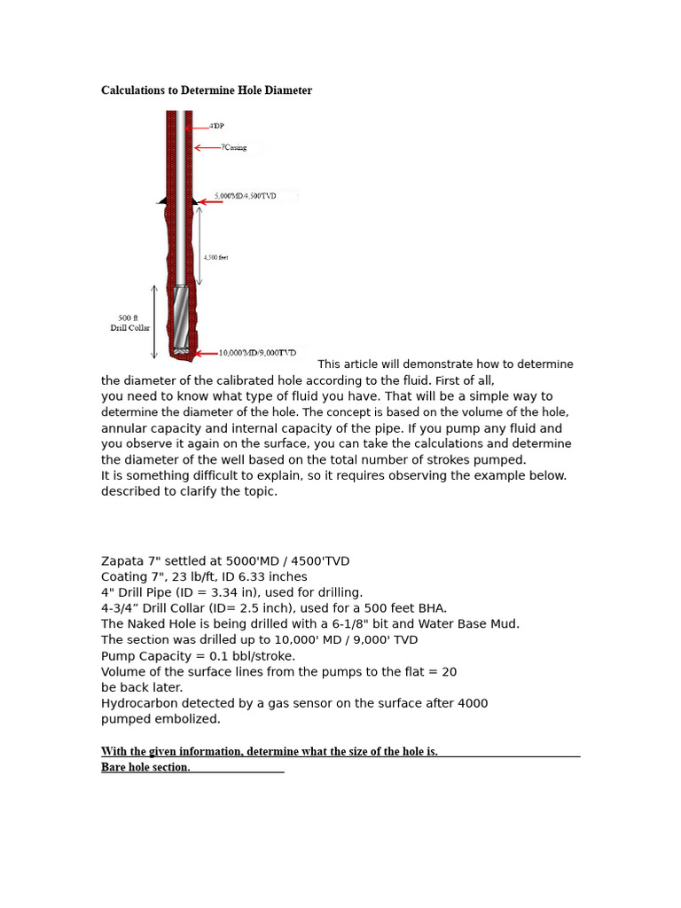 Calculate Hole Diameter for Drilling | PDF | Casing (Borehole ...
