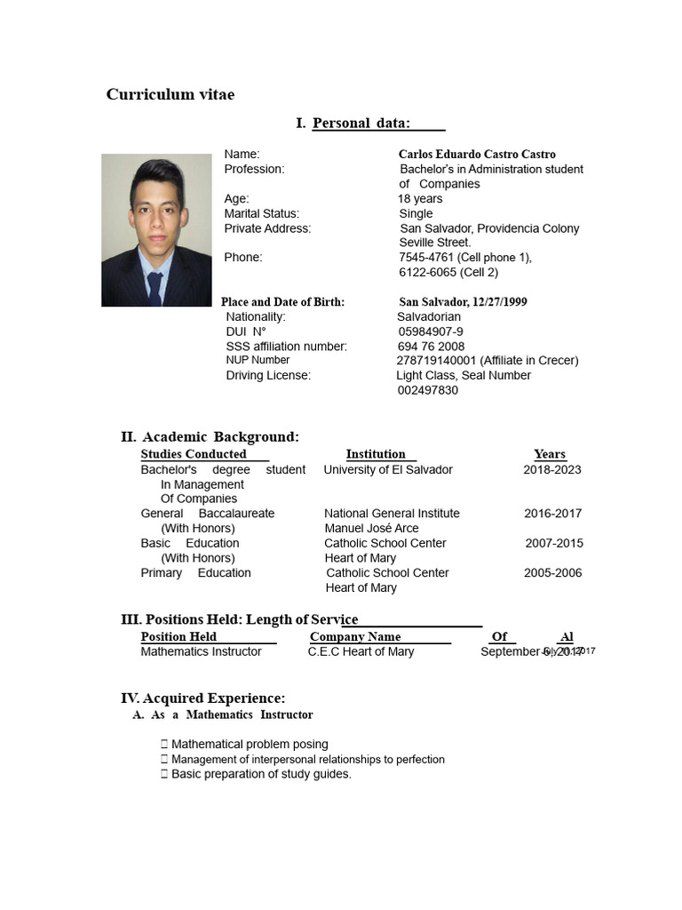 Curriculum Vitae | PDF