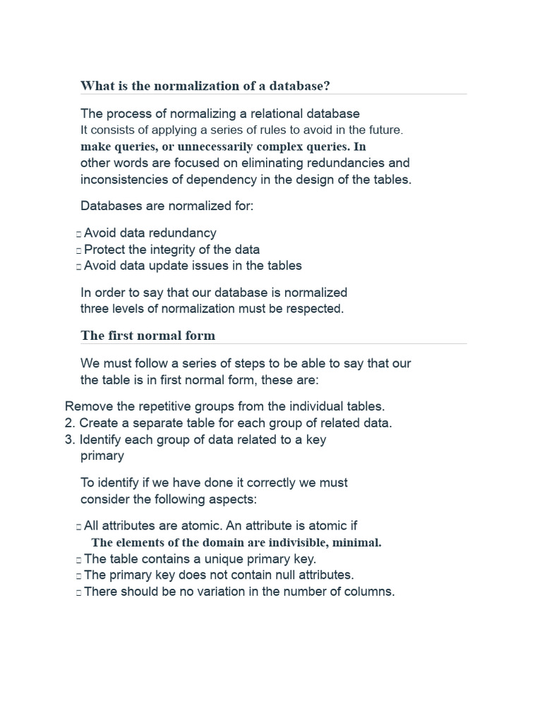 Example Normalization of A Database | PDF | Table (Database) | Databases