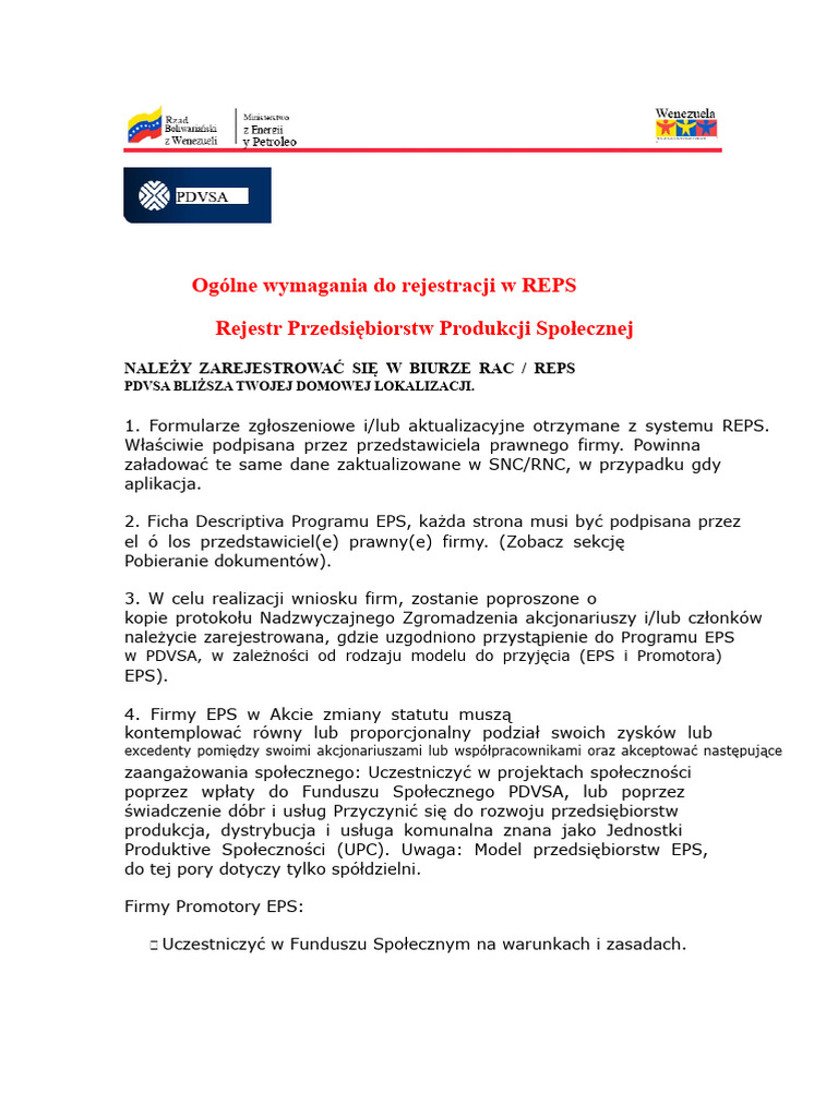 Ogólne Wymagania Do Rejestracji W REPS | PDF