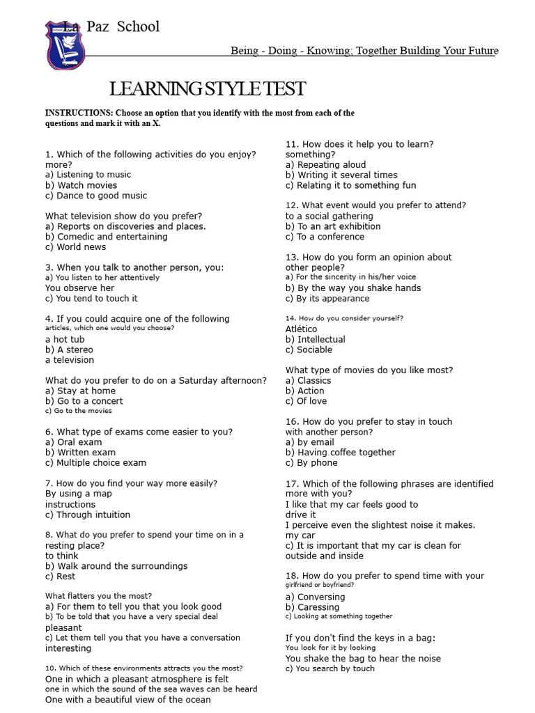 Learning Style Test | PDF | Learning Styles | Cognition