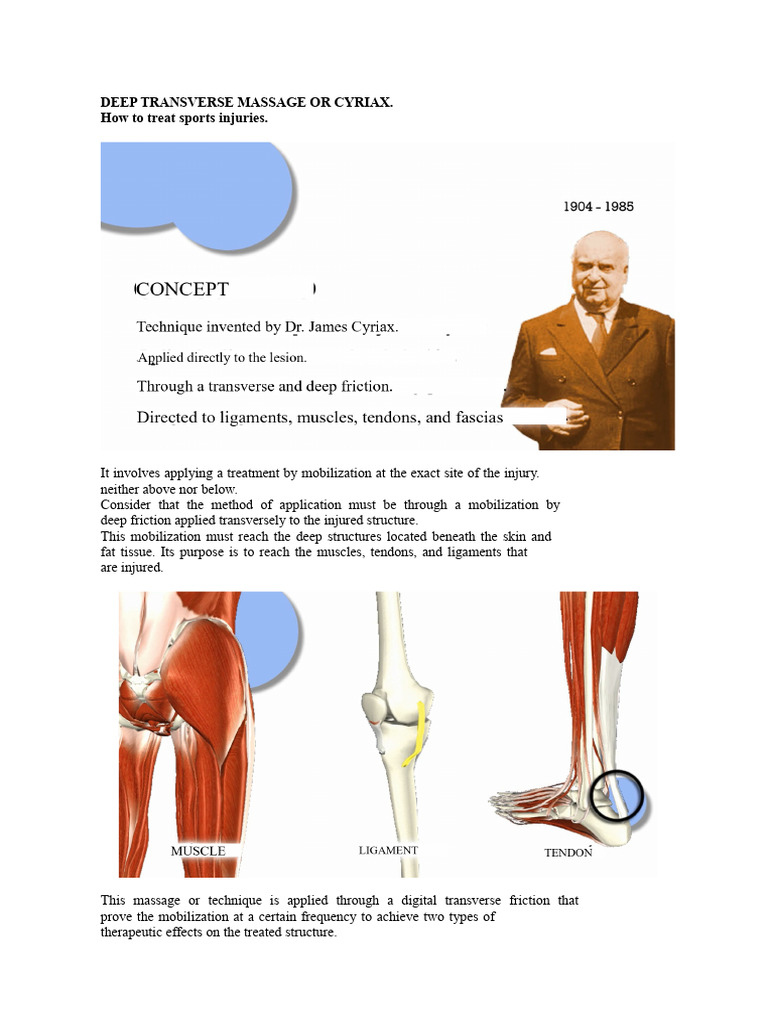 Deep Transverse Massage by Cyriax | PDF | Massage | Hand