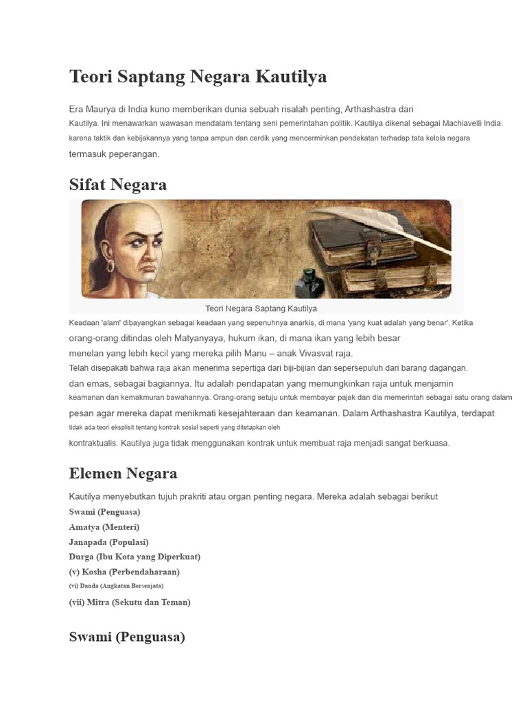 Teori Saptang Negara Kautilya | PDF