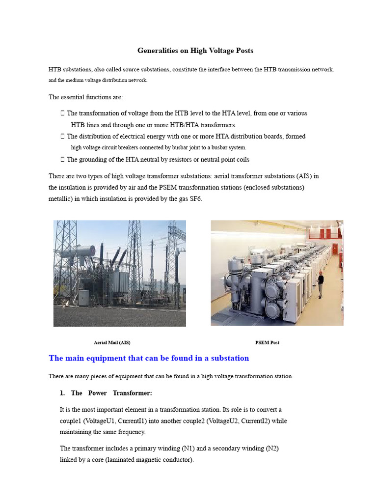 High Voltage Substation Overview | PDF | Transformer | Electric Power ...