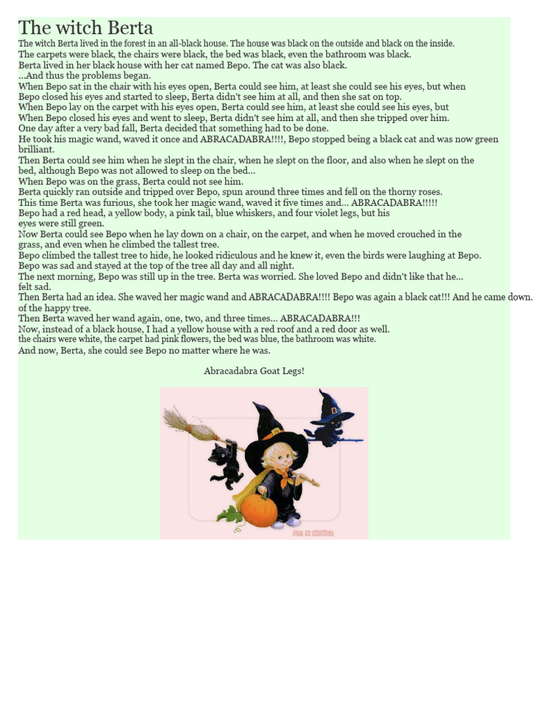 The Witch Berta Story and Activities | PDF | Storytelling | Folklore