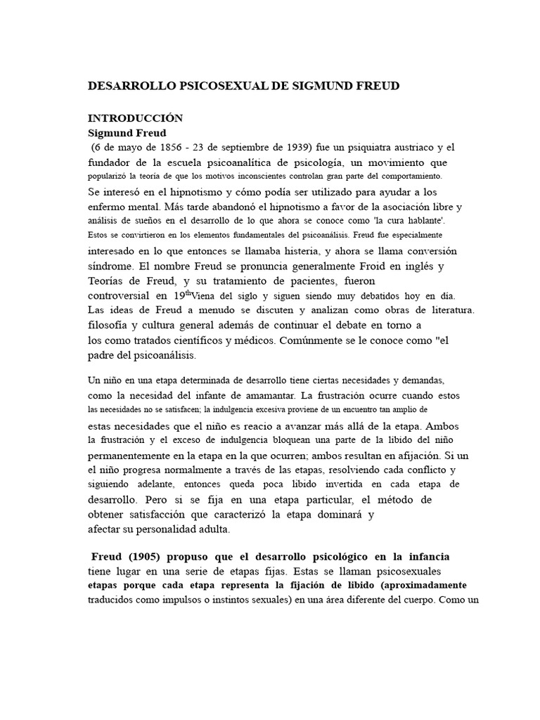 Etapas Psico Sexuales y Crítica A La Teoría de Freud Por Donasco Chris ...