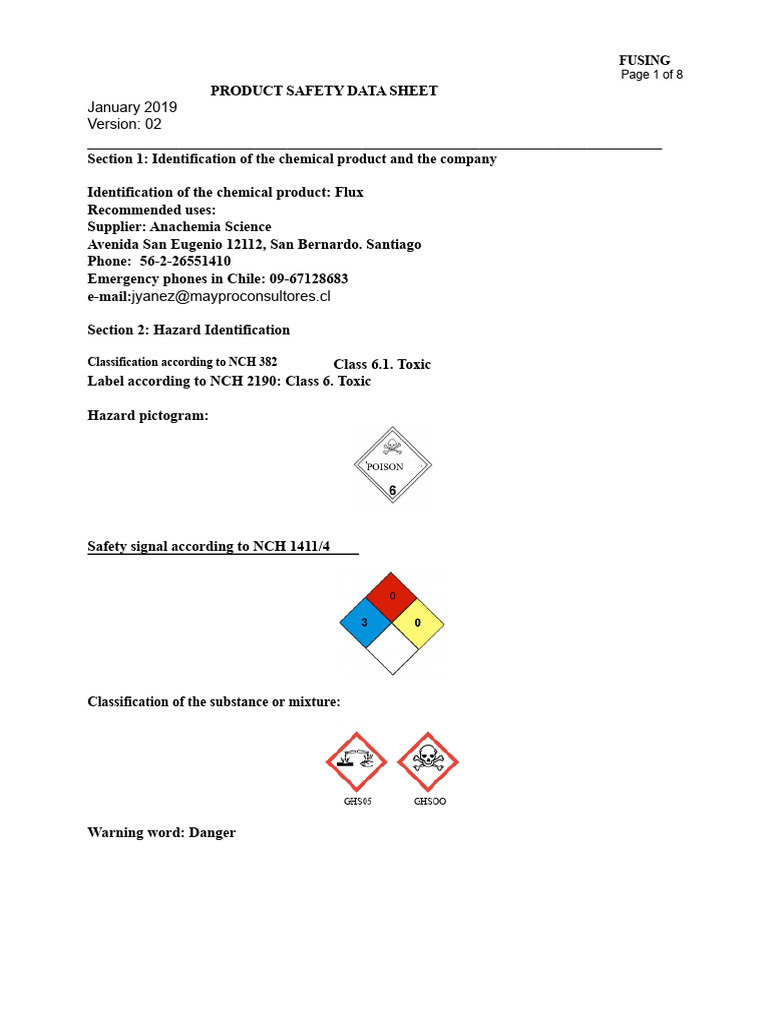 Safety Data Sheet Flux | PDF | Dangerous Goods | Lead