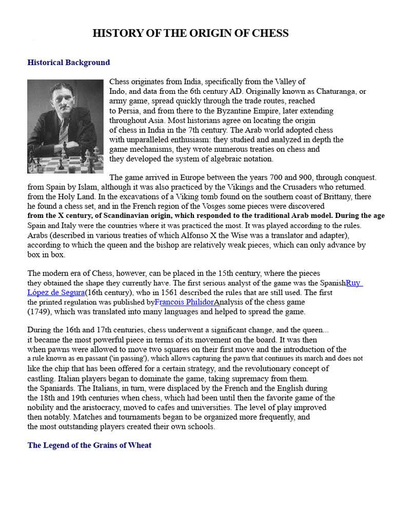 History of The Origin of Chess | PDF | Chess | Board Games