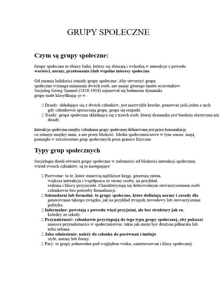 Grupy Społeczne | PDF