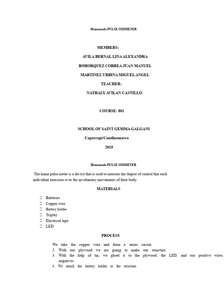 Homemade Heart Rate Monitor | PDF