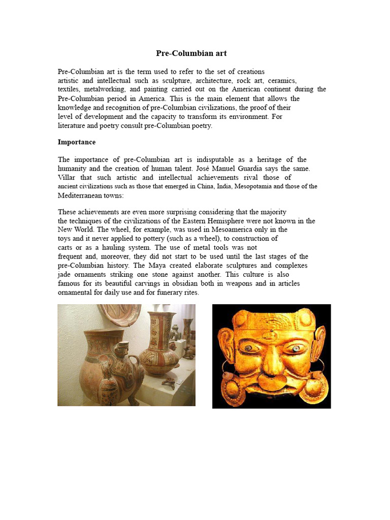 Pre-Columbian Art | PDF | Pre Columbian Era | Mesoamerica
