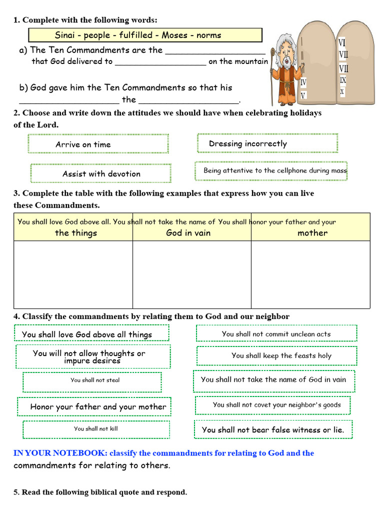 Religion Sheet May 3 | PDF | Ten Commandments | Religious Belief And ...