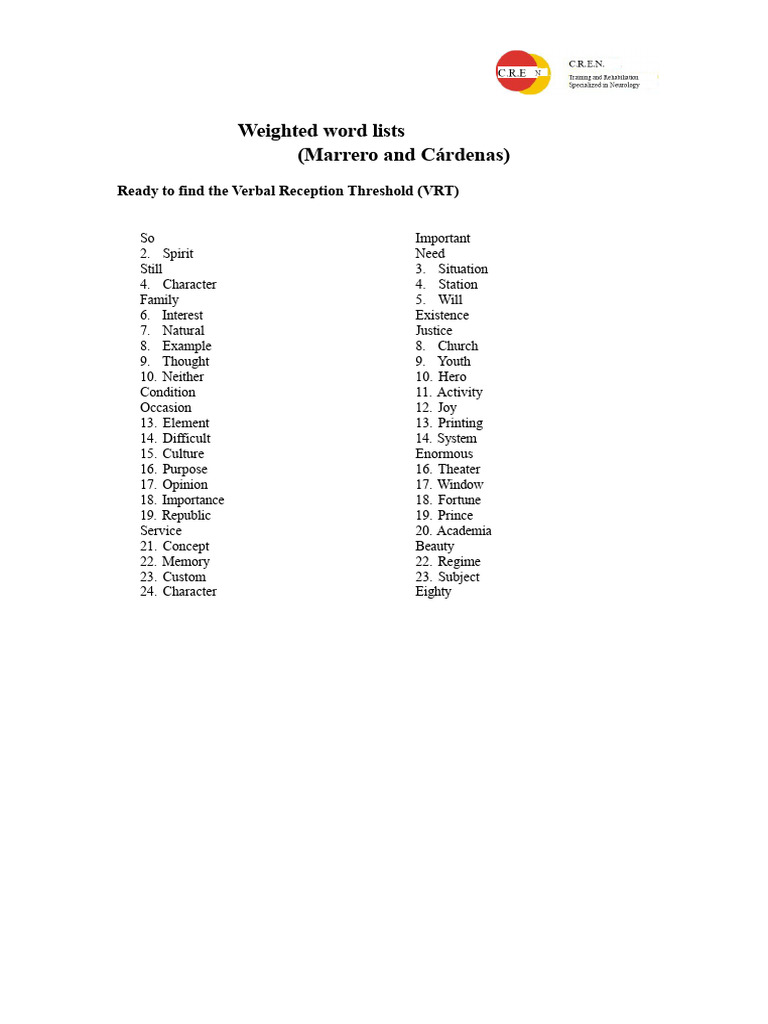 Weighted Word Lists Cárdenas and Marrero | PDF