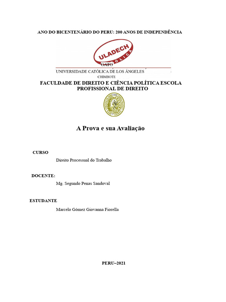 Valoração da Prova no Processo Penal | PDF | Prova (jurídico ...
