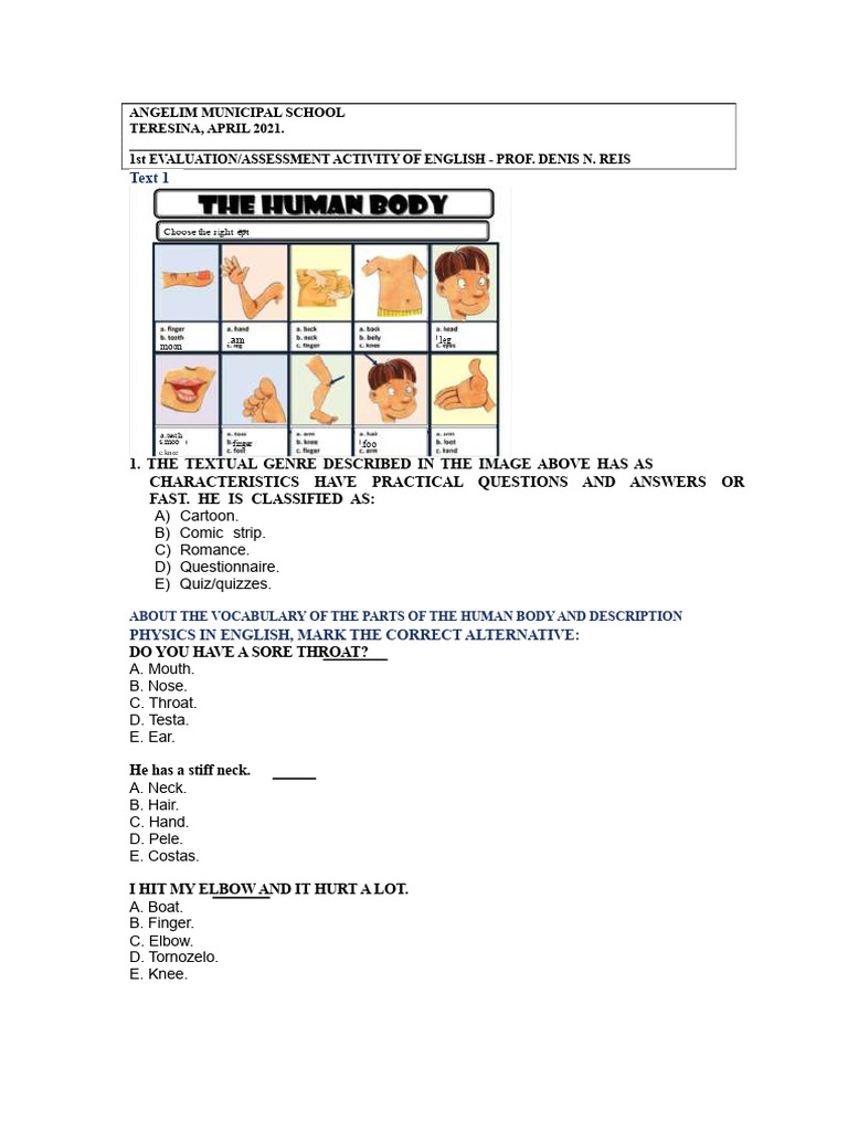 1st ENGLISH ASSESSMENT 7TH GRADE 2021 | PDF | Grammatical Number | Grammar