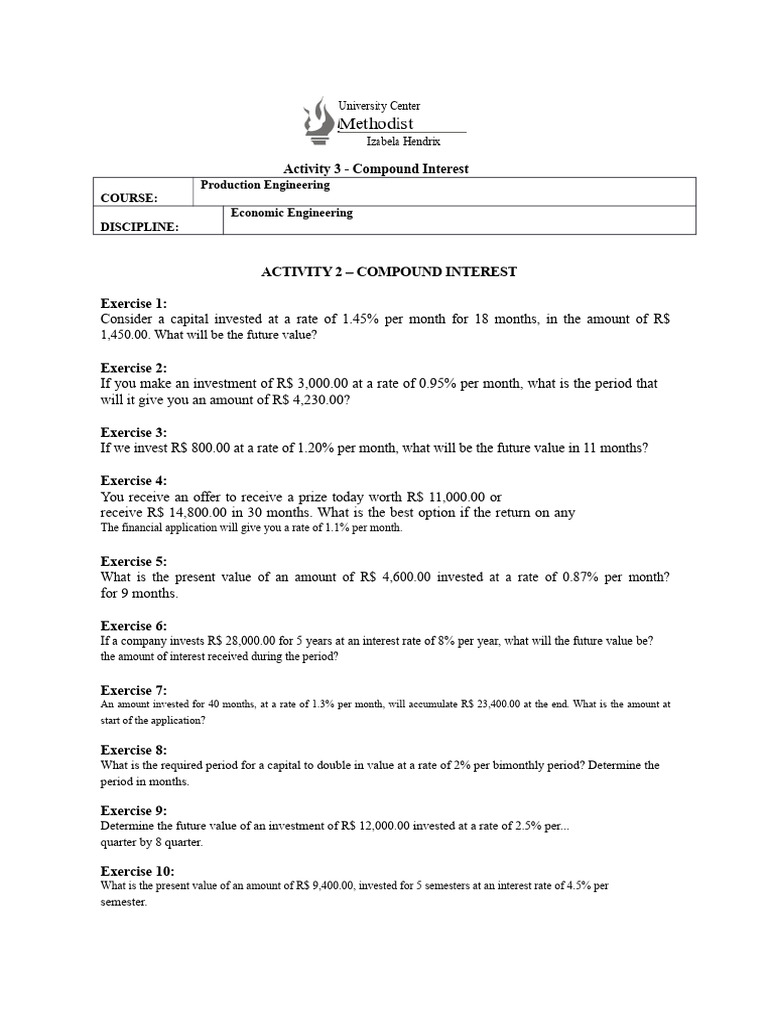 Compound Interest Activity | PDF