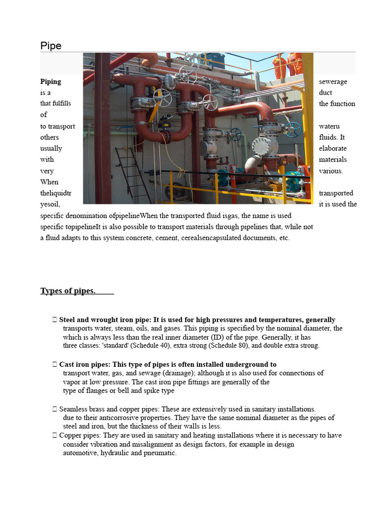 Types and Functions of Piping Systems | PDF | Pipe (Fluid Conveyance ...
