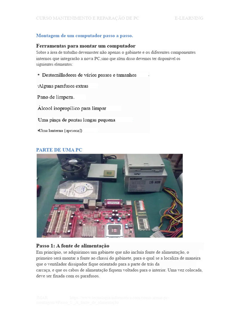 Guia Completo para Montar um PC | PDF | Unidade central de ...