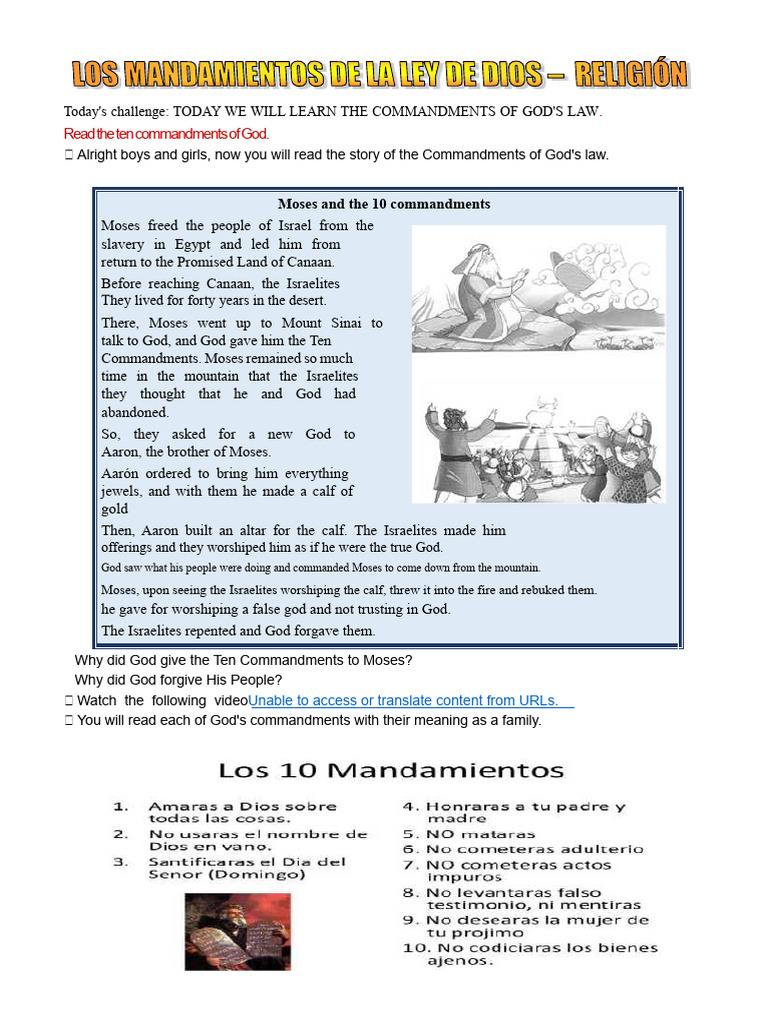 Learn the Ten Commandments Today | PDF