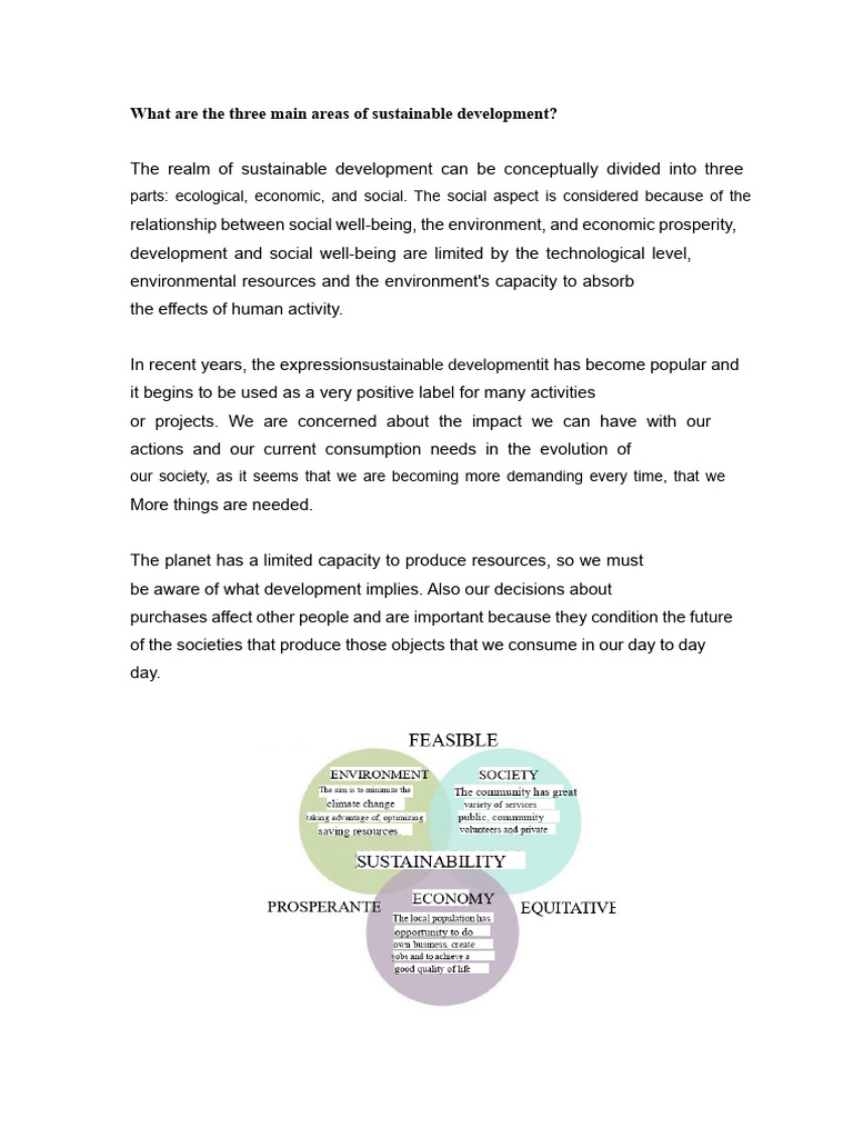 What Are The Three Major Areas of Sustainable Development | PDF ...