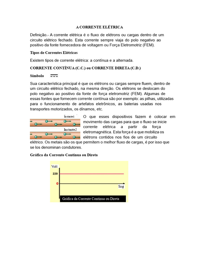 Tipos e Componentes da Corrente Elétrica | PDF | Corrente elétrica ...