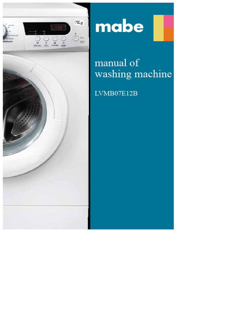 Mabe Washer Dryer Combo Manual | PDF | Washing Machine | Clothes Dryer