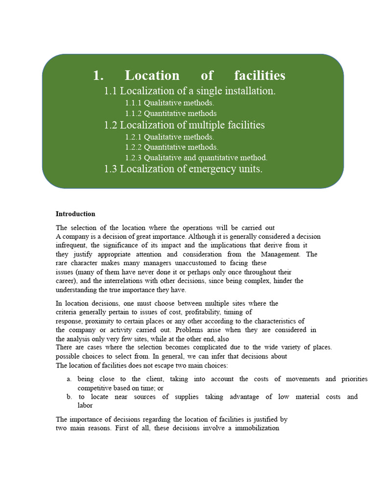 Facility Location Decision Strategies | PDF | Qualitative Research ...