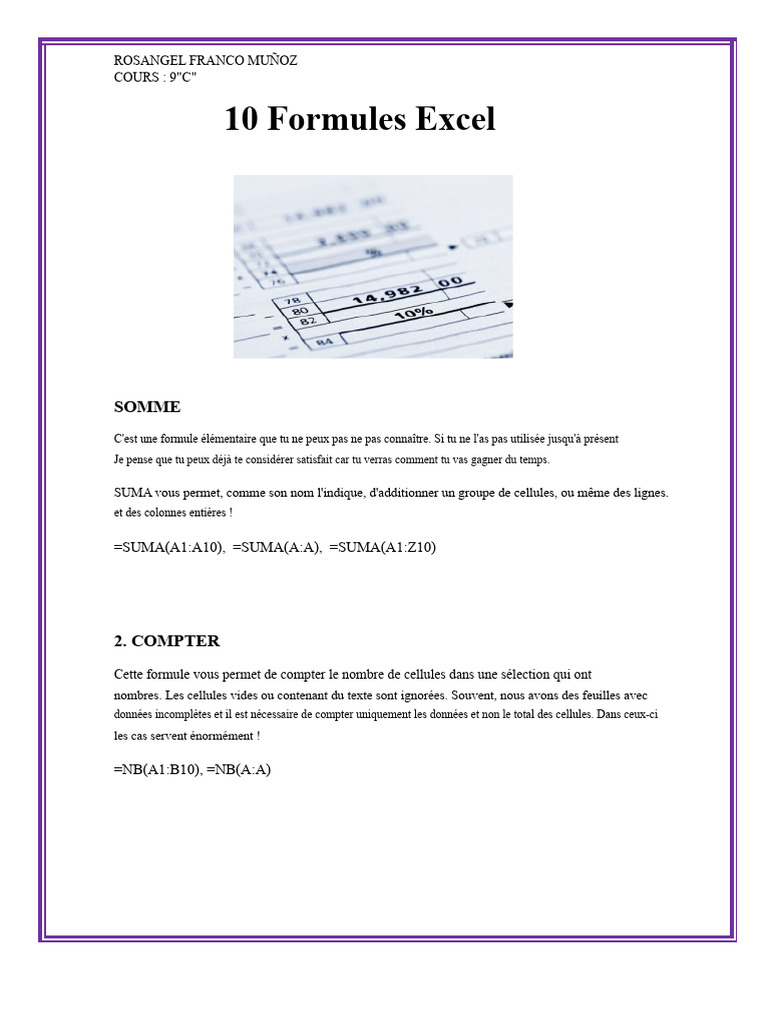 10 Formules Excel | PDF | Microsoft Excel