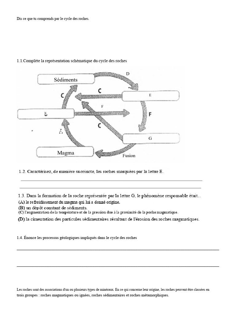 Comprendre le cycle des roches et ses processus | PDF