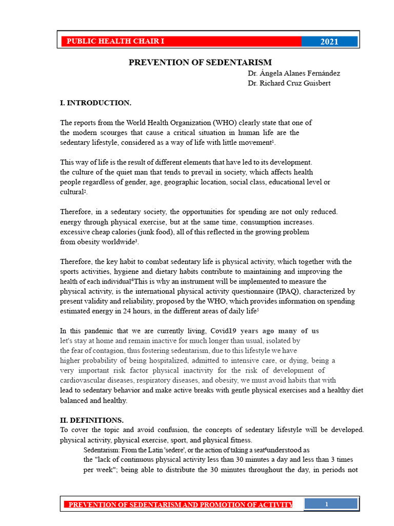 Sedentarism 2021 - Sedentarism 2021 | PDF | Sedentary Lifestyle | Obesity