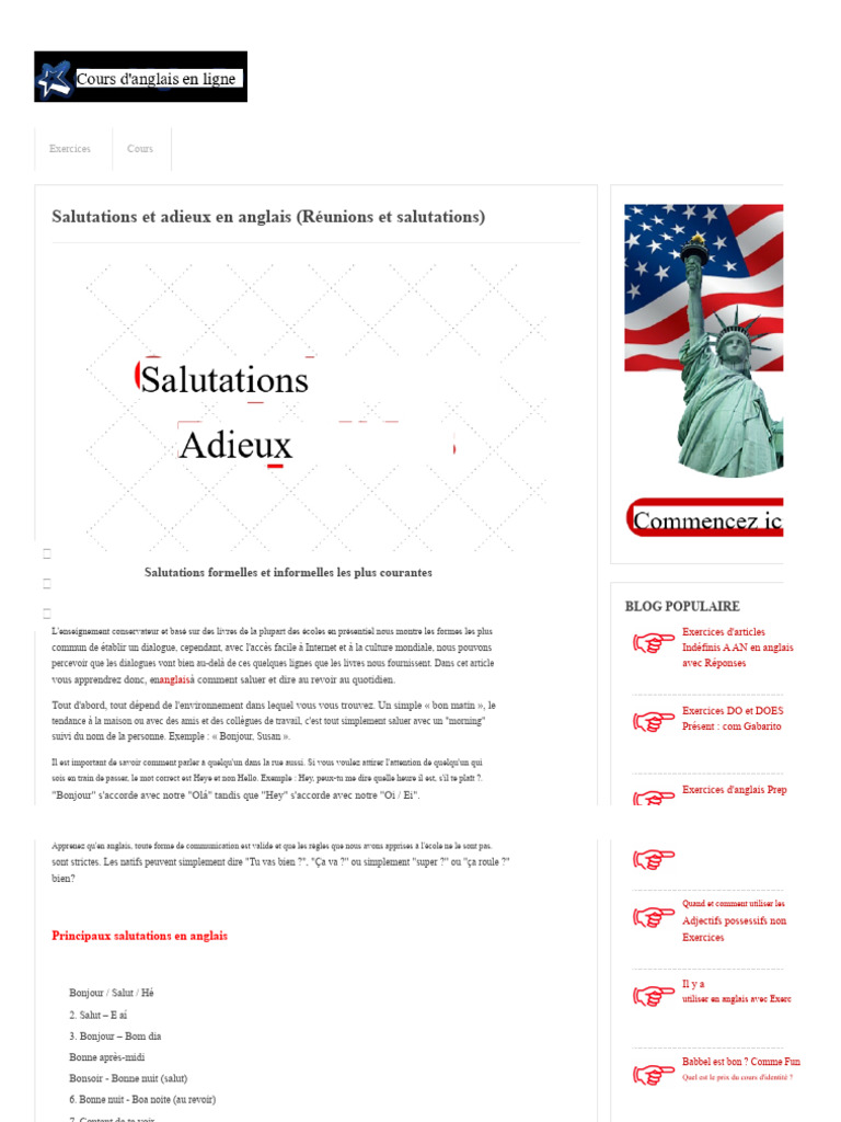 Salutations et adieux en anglais | PDF | Linguistique