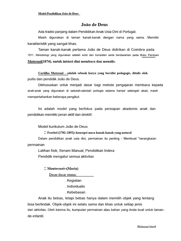 Model Pedagogis João de Deus | PDF