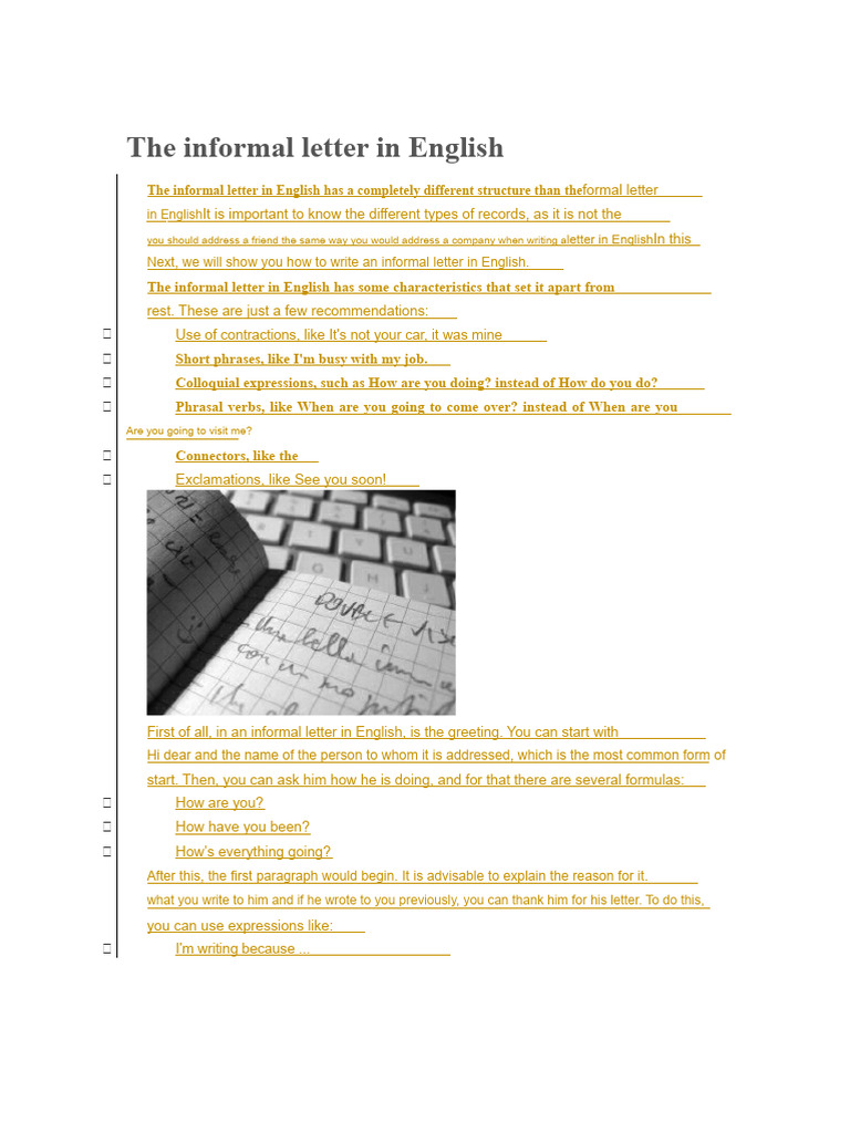 The Informal Letter in English | PDF | English Language