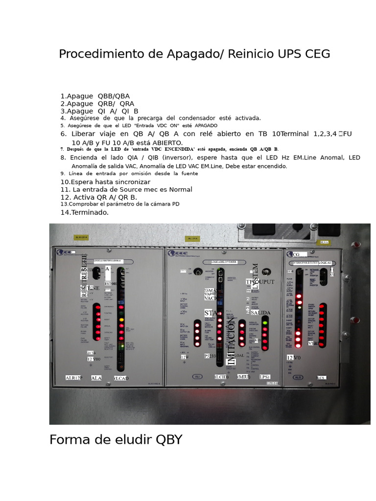 Procedimiento Apagado UPS CEG | PDF