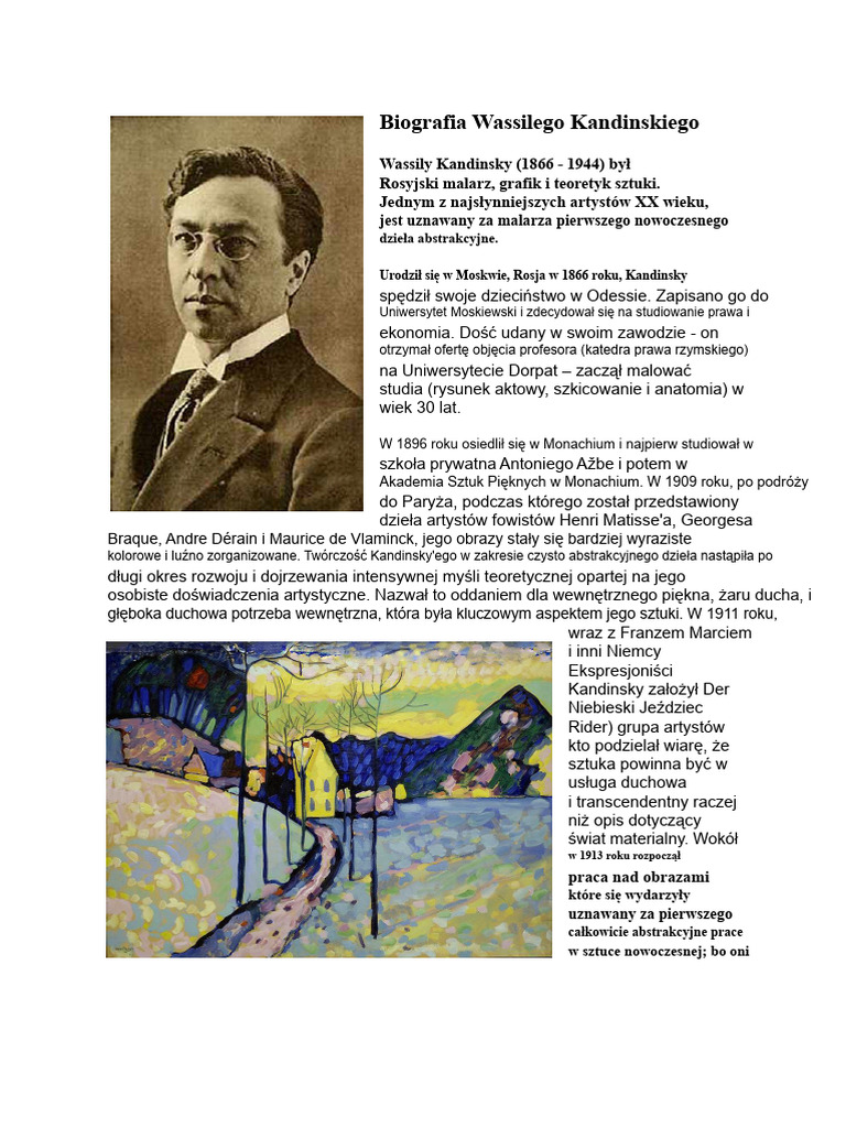 Biografia Wassily'ego Kandinsky'ego | PDF