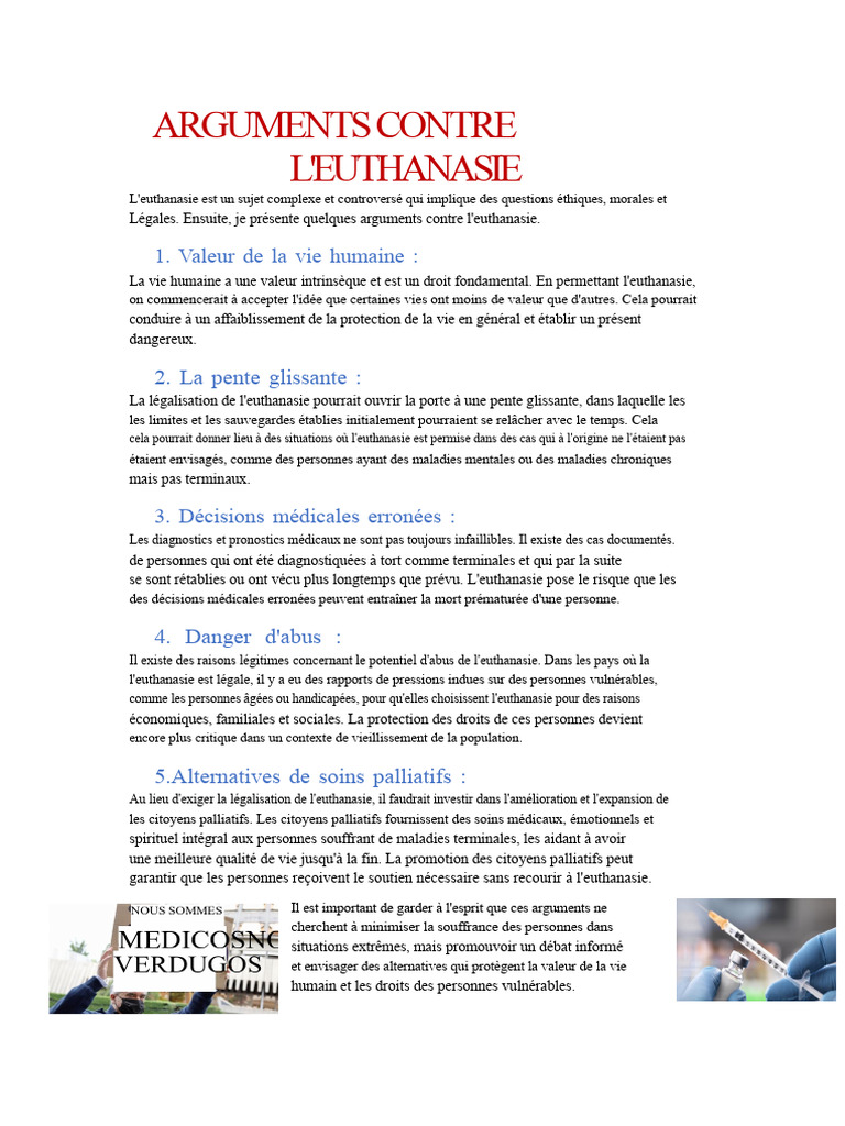 Arguments contre l'euthanasie | PDF | Éthique sociales