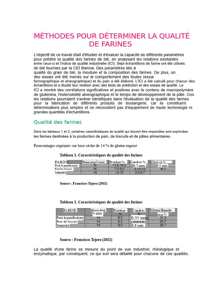 Évaluation de la qualité des farines de blé | PDF | Gluten | Blé